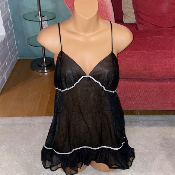 Intimates And Sleepwear Vintage Sheer Nightgown With Silver Accent